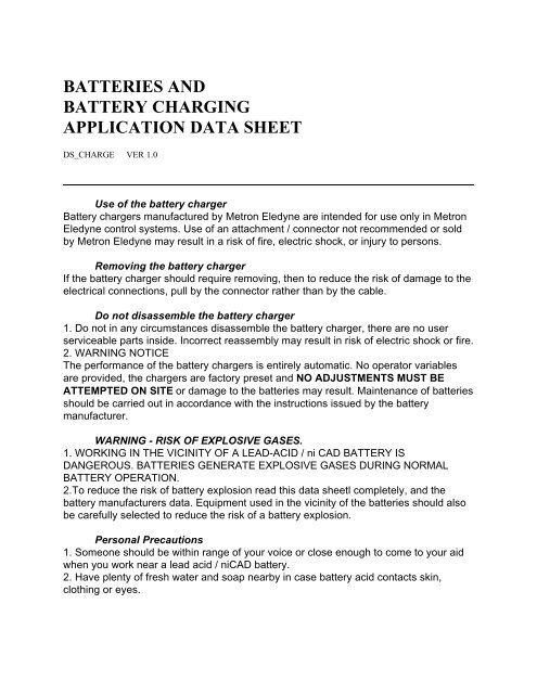 batteries and battery charging application data sheet - Metron Eledyne