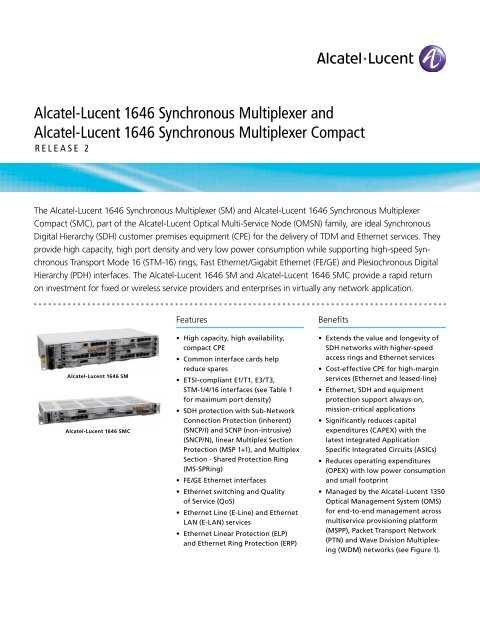 Alcatel-Lucent 1646 Synchronous Multiplexer ... - telecomnetworks