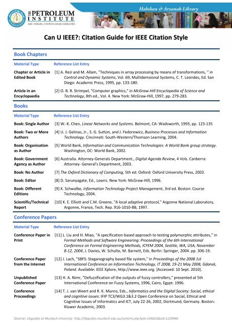 Can U IEEE?: Citation Guide for IEEE Citation Style