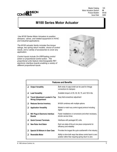 M100 Series Motor Actuator - Industrial Controls