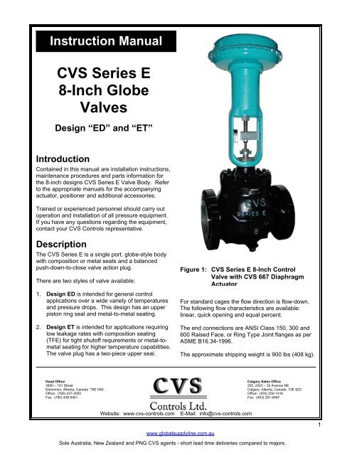 Product Manual E Series (ED, ET) Control Valve 8" 150 to 600 lbs