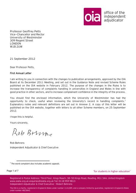 Professor Geoffrey Petts Vice-Chancellor and Rector University of ...