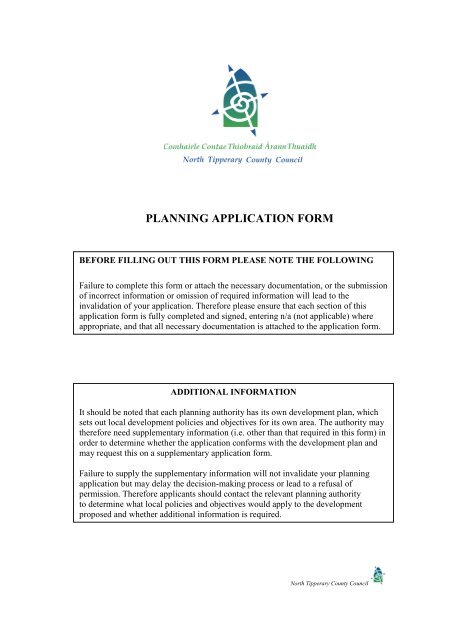 Planning Application Form Part 1 - North Tipperary County Council