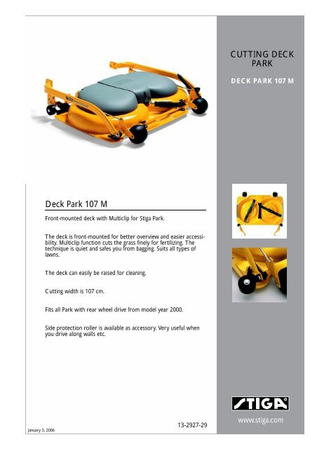 Deck Park 107 M CUTTING DECK PARK - Stiga.org