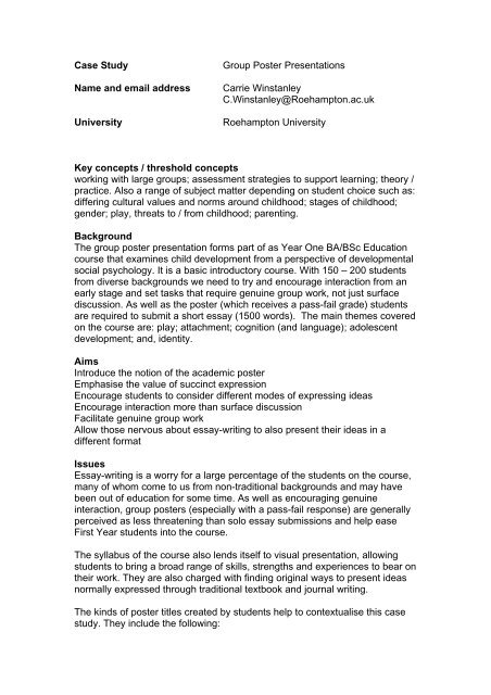 Case Study Group Poster Presentations Name And Email Address 