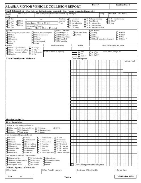 Alaska Crash Report, Revised 9/12/2001 - NHTSA