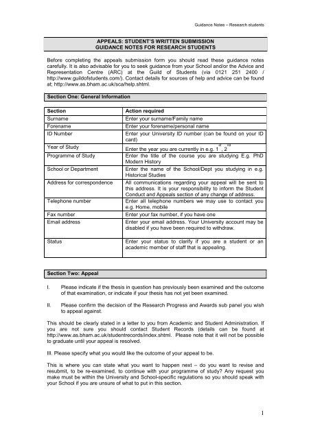 Guidance notes for research students (PDF - 78KB)