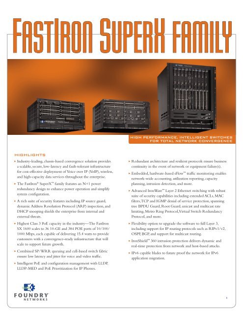 Foundry FastIron SuperX Series Datasheet - Terabit Systems