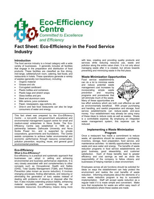 Fact Sheet: Eco-Efficiency in the Food Service Industry