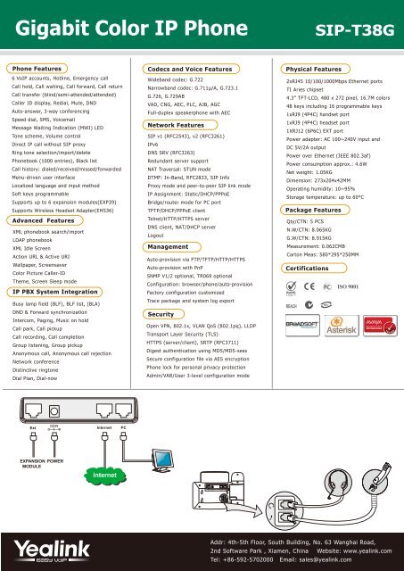 Gigabit Color IP Phone SIP-T38G - OpticalTel