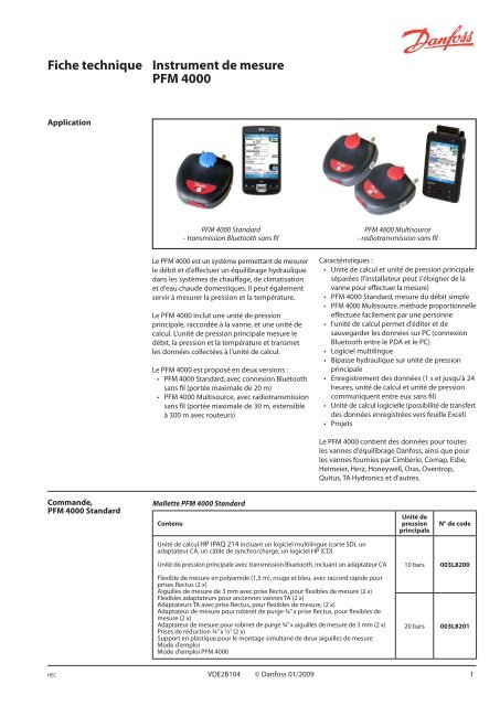 PFM 4000 measuring instrument - Danfoss Chauffage
