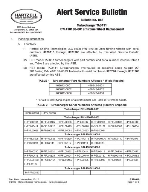 Alert Service Bulletin - Hartzell Engine Technologies