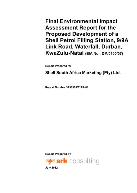 Final Environmental Impact Assessment Report for ... - SRK Consulting