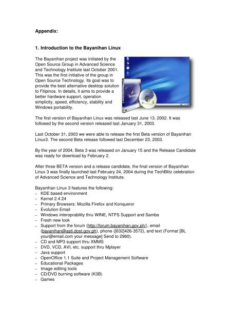 Appendix: 1. Introduction to the Bayanihan Linux - bayanihan.gov.ph