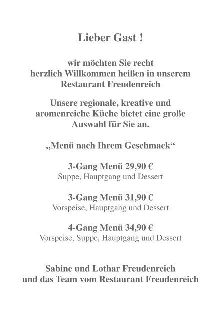 3 Gange Menu Karte
