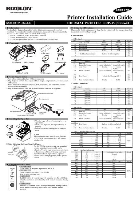 Printer Installation Guide - Bixolon Mini Printers UK