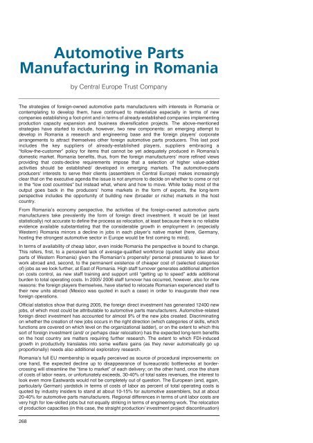 Automotive Parts Manufacturing in Romania - Romanian Business ...