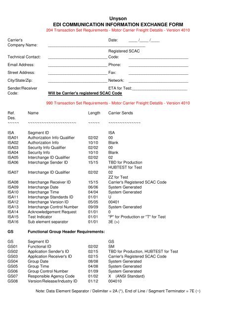 204 Motor Carrier Load Tender - Big Lots