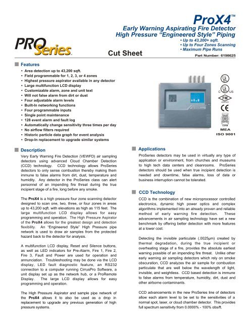 Download ProX4 Cut Sheet - Safe Fire Detection Inc.