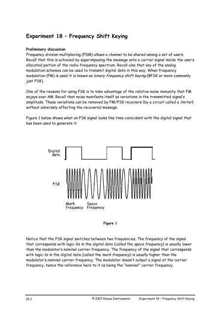 Experiment 18 â Frequency Shift Keying