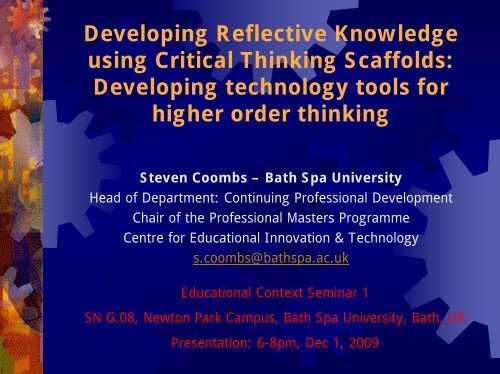 What is a critical thinking scaffold? - Bath Spa University