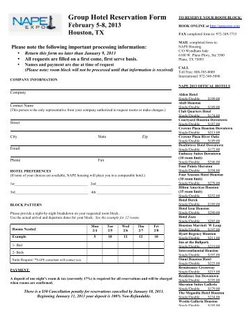 Hotel Group Reservation Form