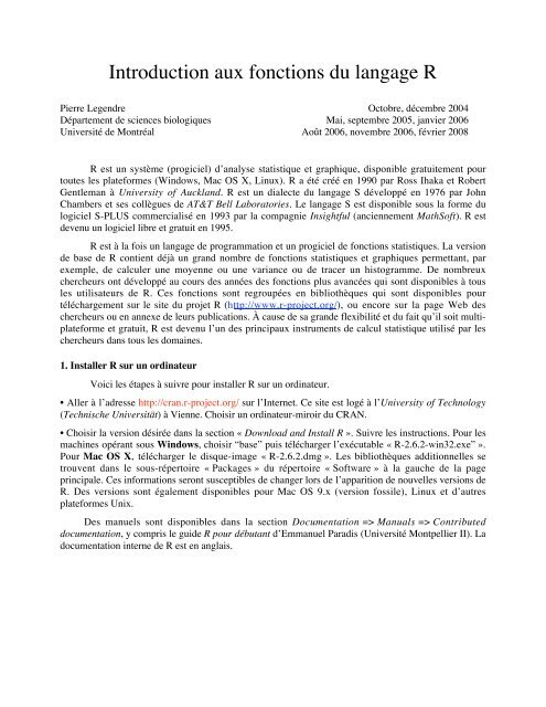 R pour les débutants - cranr - R Project