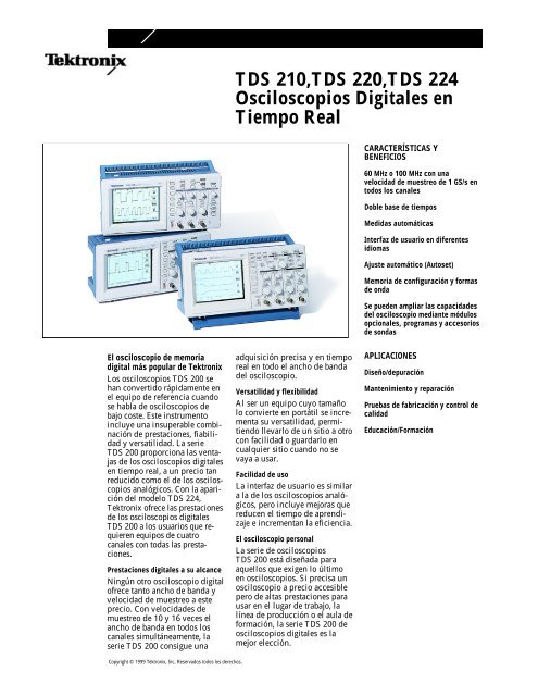 TDS 210,TDS 220,TDS 224 Osciloscopios Digitales en ... - Tektronix