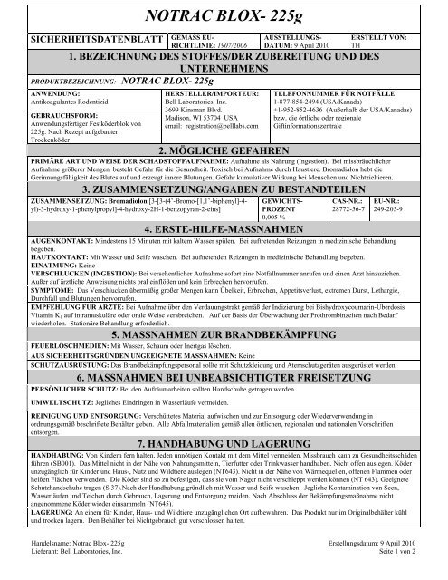 NOTRAC BLOX- 225g - Bell Laboratories