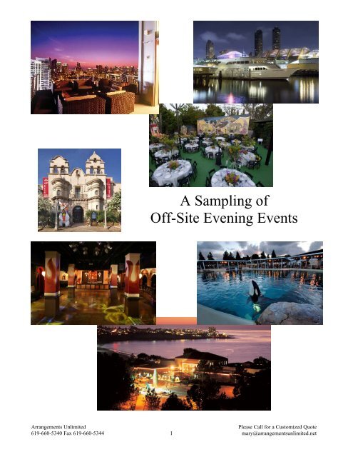A Sampling of Off-Site Evening Events - Arrangements Unlimited