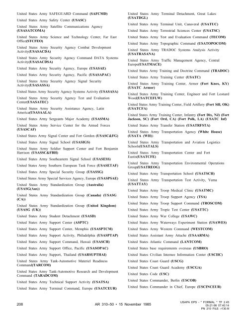 United States Army SAFEGU