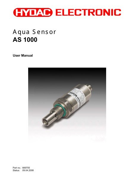 Aqua Sensor AS 1000 - HYDAC USA