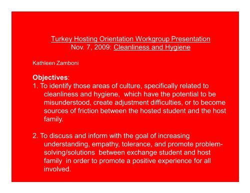 Cleanliness and Hygiene Objectives - AFS Wiki