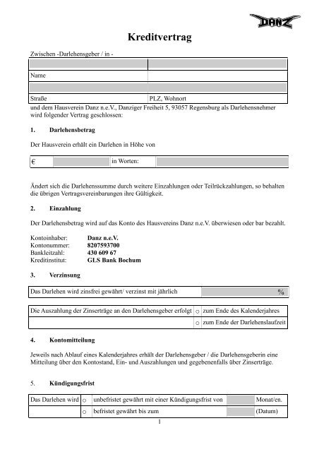 Kreditvertrag - Danz