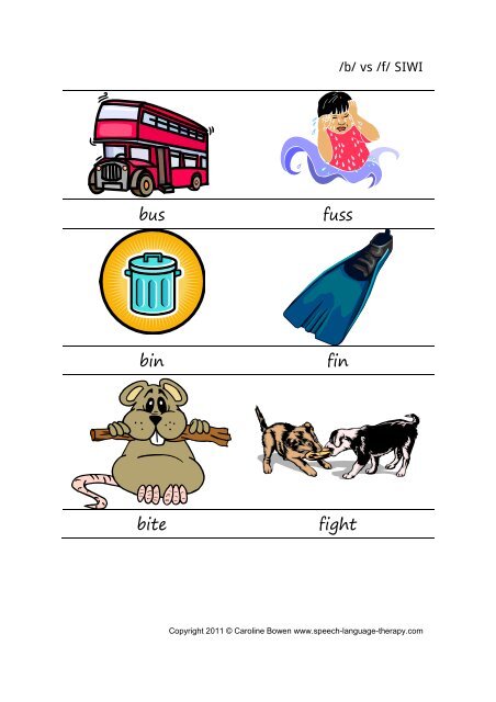 b/ vs /f/ SIWI - Caroline Bowen Speech-Language Therapy dot com