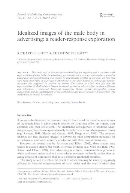 Idealized images of the male body in advertising ... - University of Bath