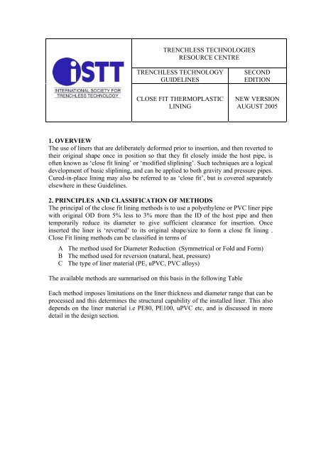 Close Fit Thermoplastic Lining - ASTT