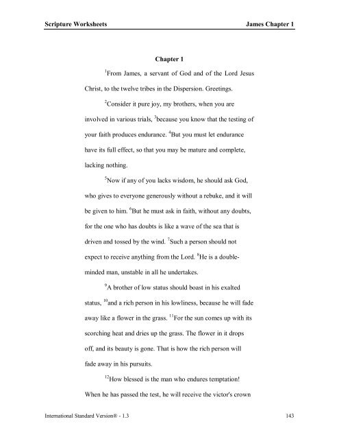 Scripture Worksheets James Chapter 1 Chapter 1 - Sunergosbible.org