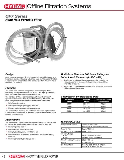 Offline Filtration Systems - HYDAC USA
