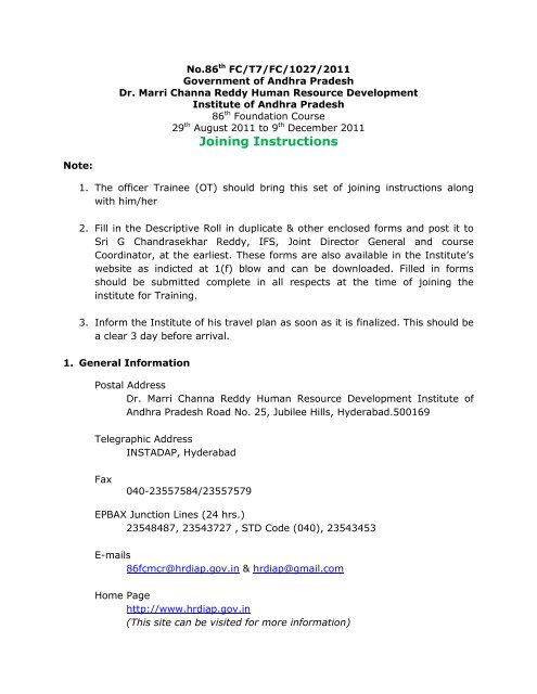 Joining Instructions