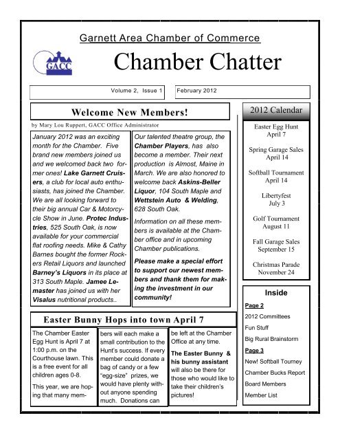 Chamber Chatter Newsletter - Garnett Area Chamber of Commerce