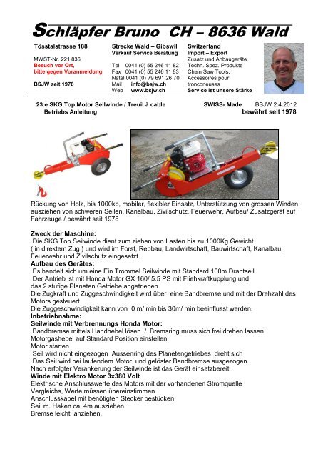 SchlÃ¤pfer Bruno CH â 8636 Wald