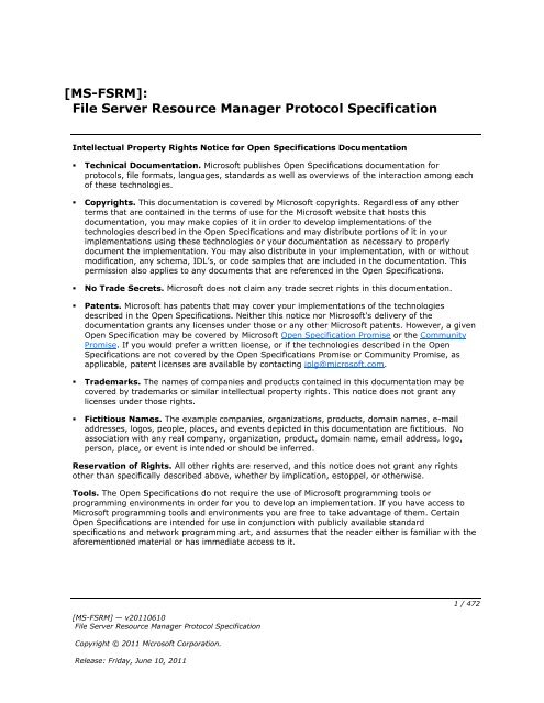 [MS-FSRM]: File Server Resource Manager Protocol Specification