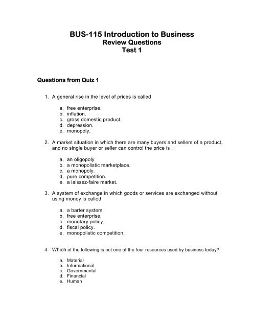 Test 1 Review Questions