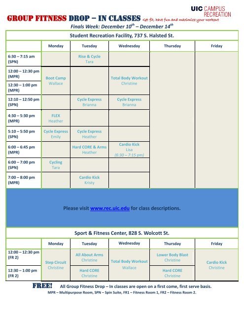 In classes are open on a first come, first serve basis.