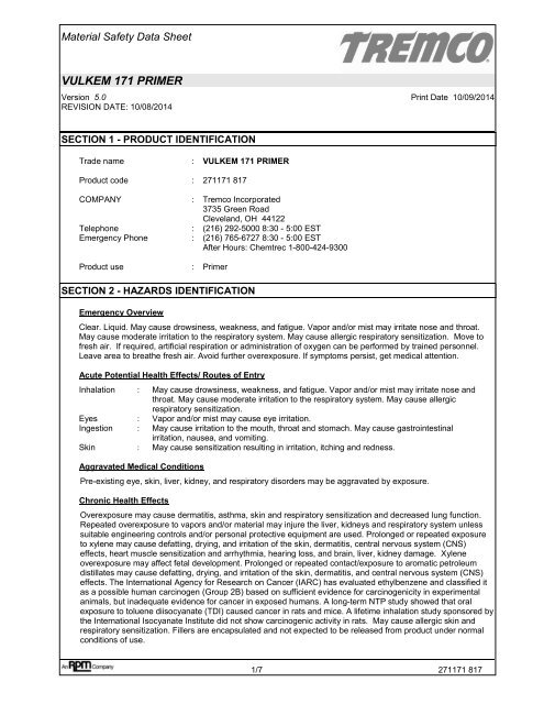 VULKEM 171 PRIMER - Tremco Sealants