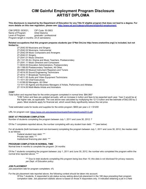Artist Diploma - Cleveland Institute of Music