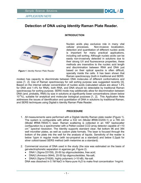 Detection of DNA using Identity Raman Reader - Digilab