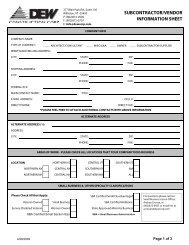 subcontractor/vendor information sheet - DEW Construction Corp