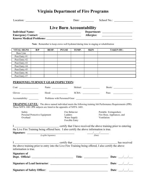 1403 Live Burn Accountability Form - Virginia Department of Fire ...